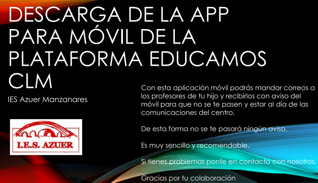 Descarga de la APP para móvil de la plataforma EducamosCLM – IES Azuer ...